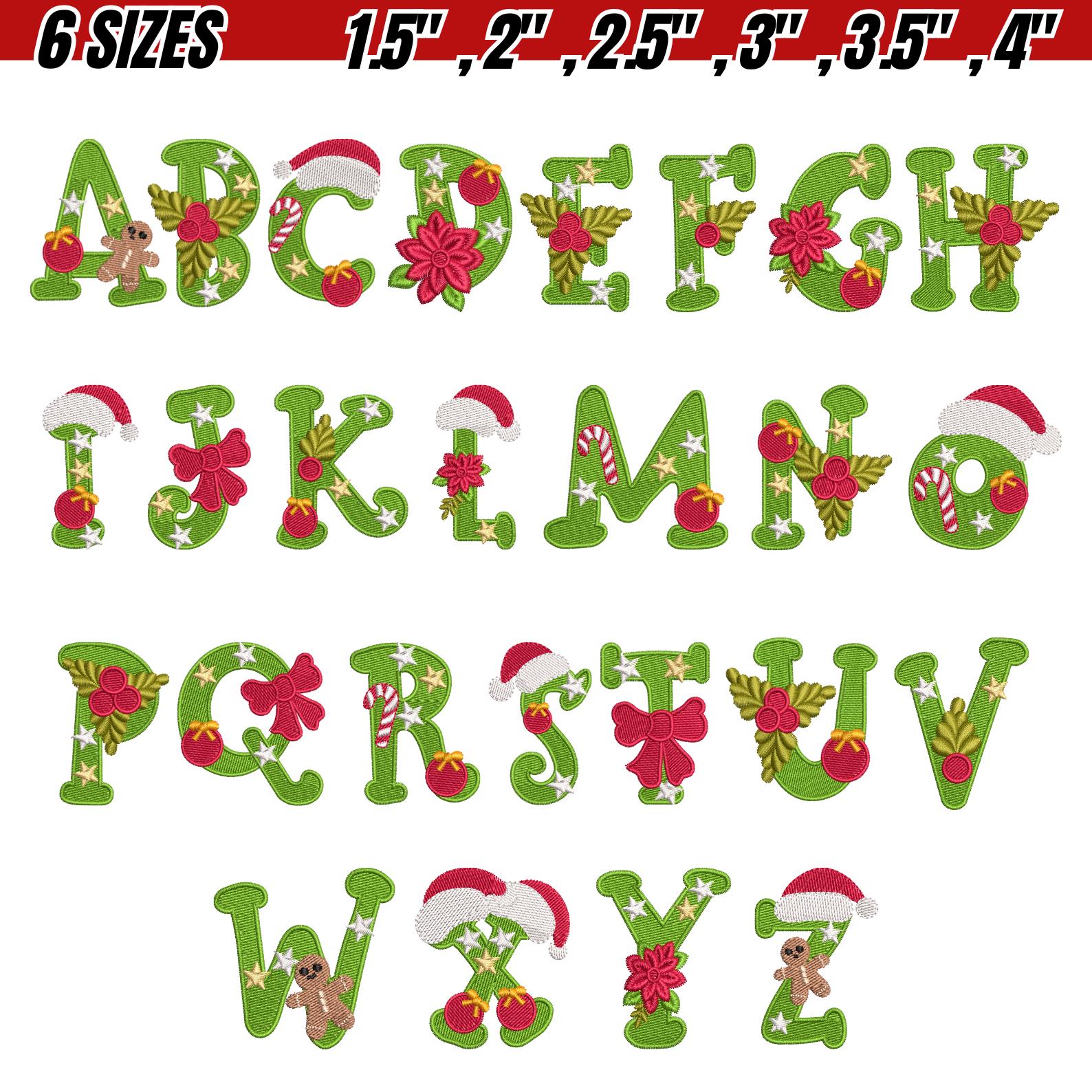 Christmas Alphabet Embroidery Design Set, Santa Hat Font (instant ...