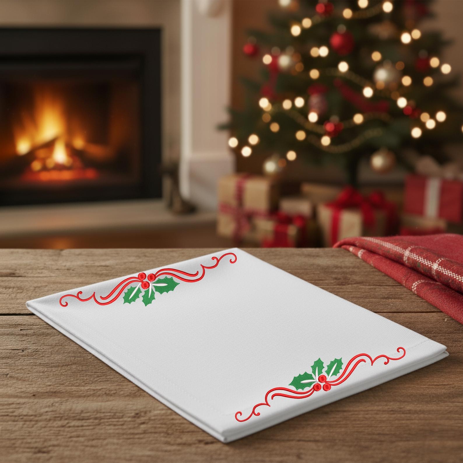 Christmas Borders Embroidery Designs: Holly, Bells, Trees (digital ...