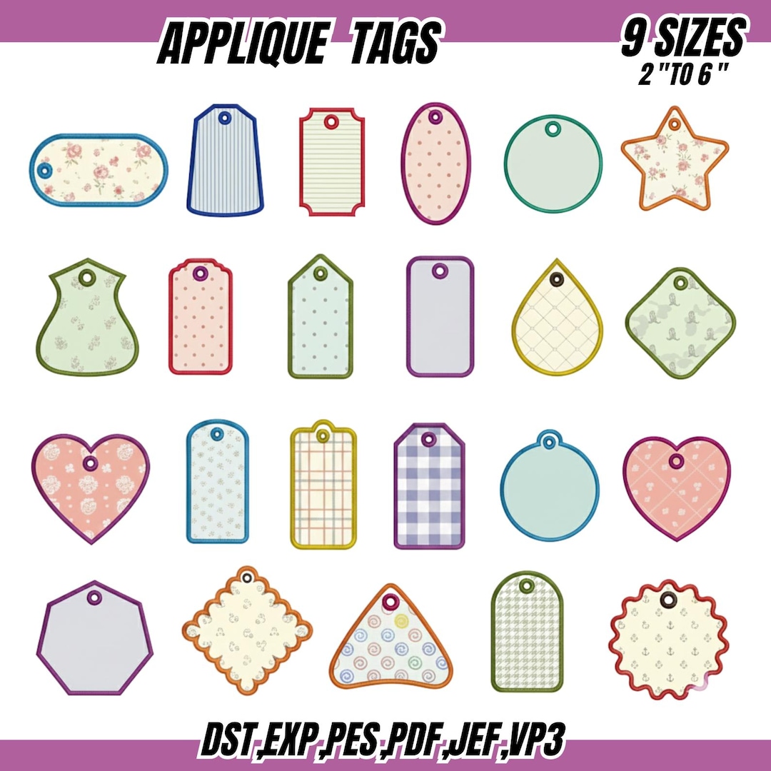 Tag Applique Embroidery Designs, Applique Machine Embroidery Design ...