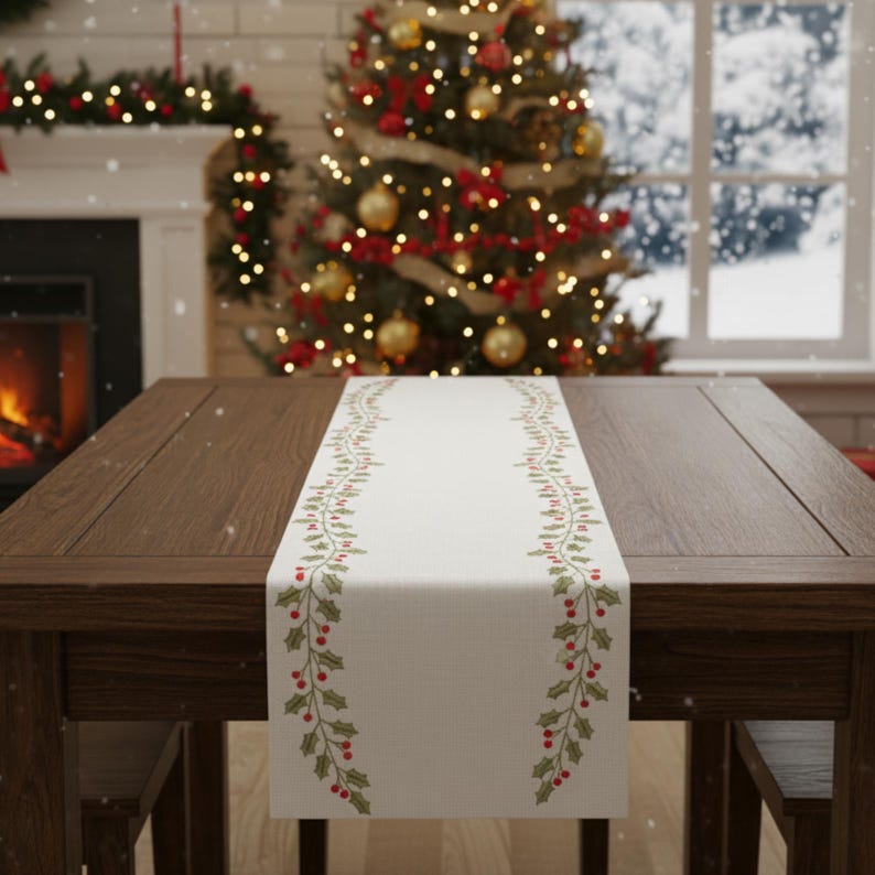 Christmas Borders Embroidery Designs: Holly, Bells, Trees (digital ...