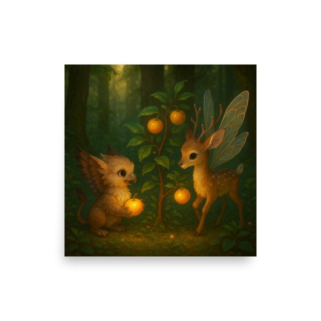 Fairycore Griffin & Deer Wall Art – Magical Forest Fantasy Wall Decor ...