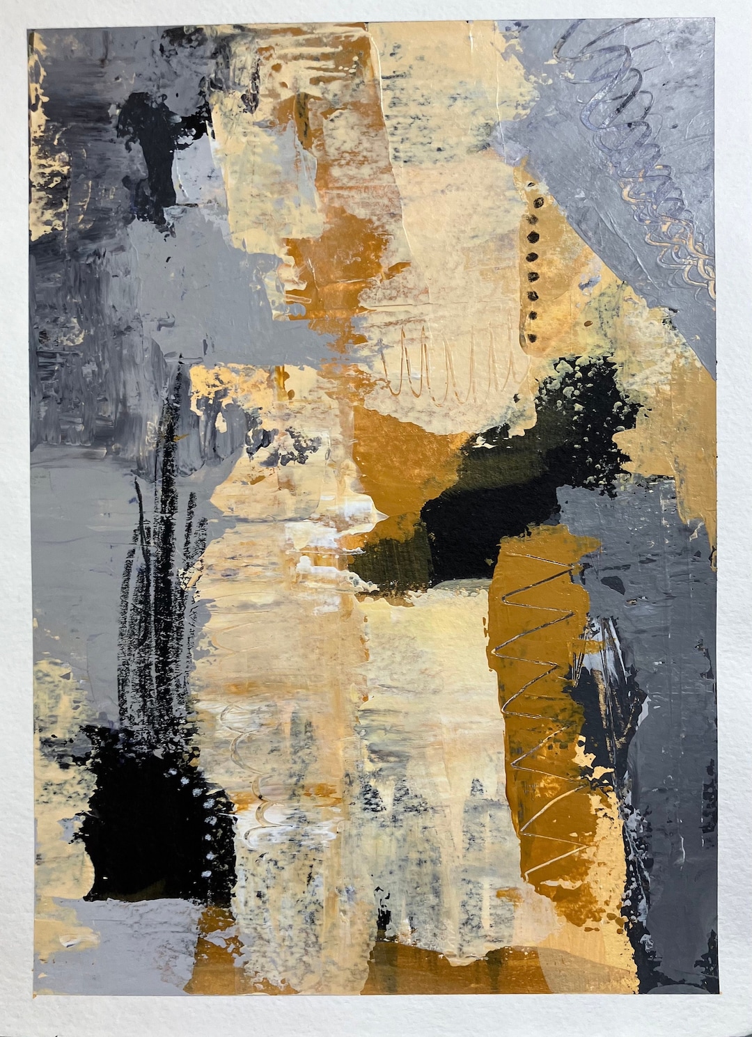 Neutral Palette Abstract Wall Art Original Abstract Painting Yellow ...