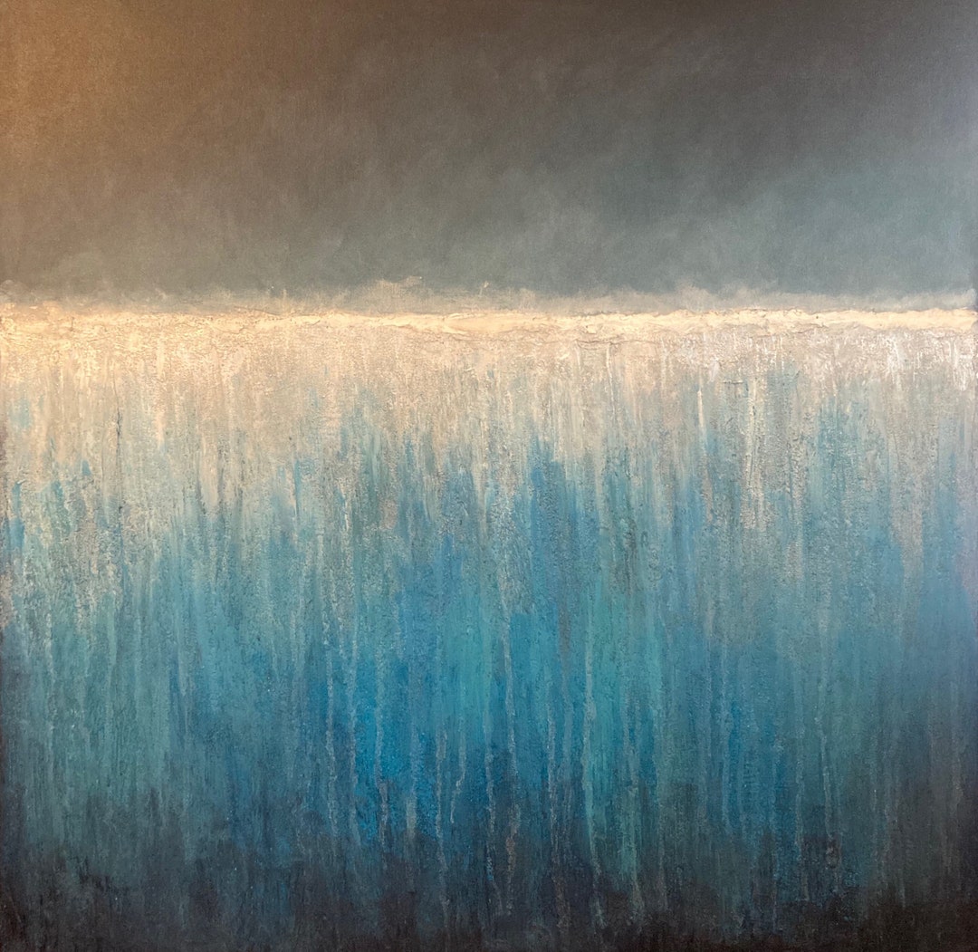 Coastal Beach Canvas Painting Original Sea Abstract Painting Large Sky ...