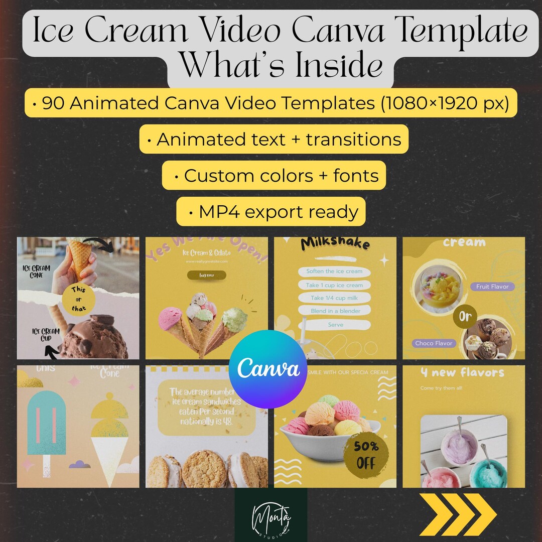 Ice Cream Shop Video Canva Template | Animated Instagram Story/reel ...