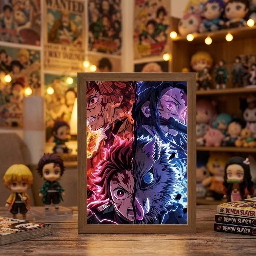 Demon Slayer Light Box, Tanjiro Nezuko Zenitsu Inosuke LED Frame, Anime ...