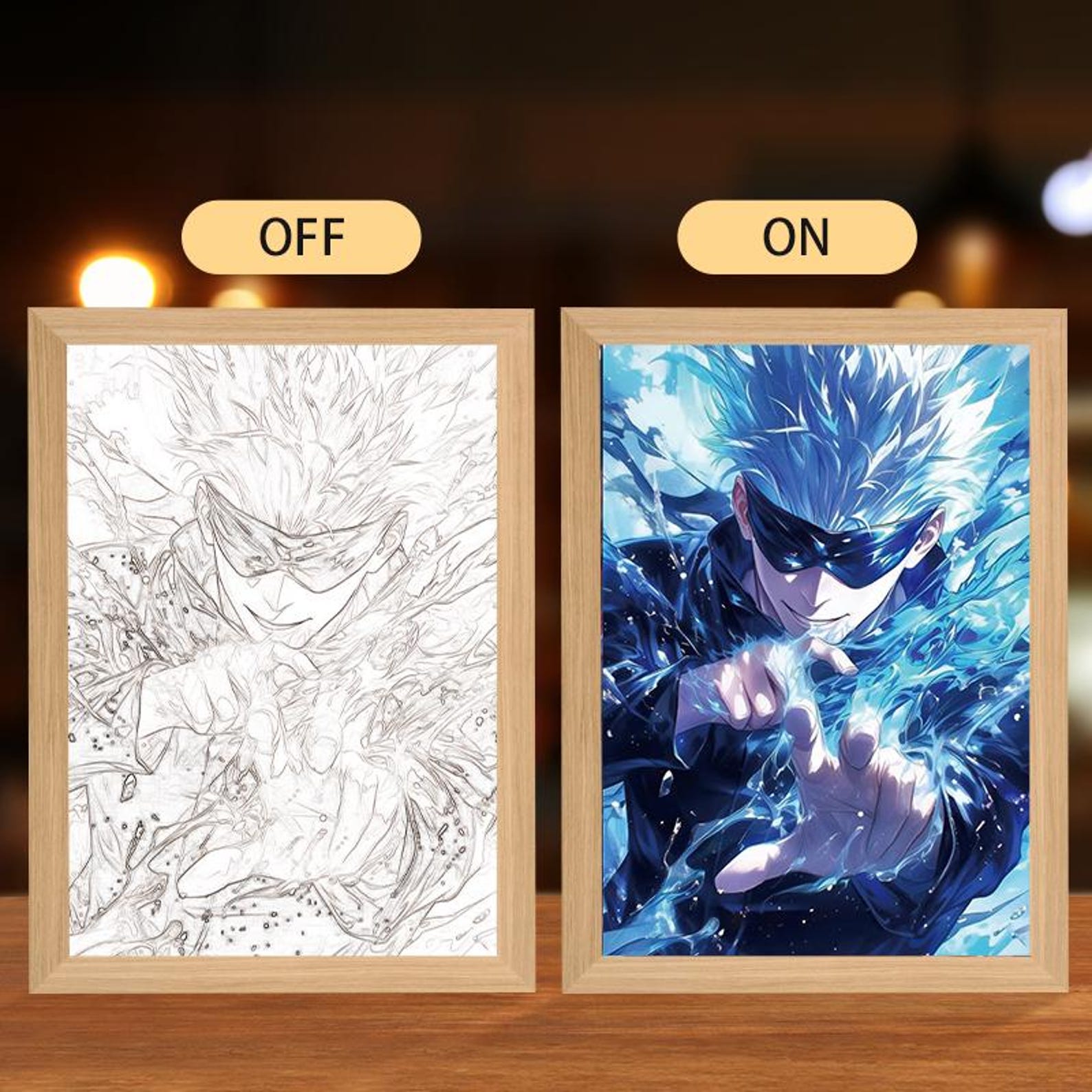 Gojo Satoru Light Box Jujutsu Kaisen 3D Shadow Box Anime Night Light ...