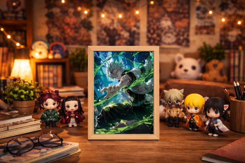 Demon Slayer Sanemi Light Box, Wind Hashira 3D LED Night Light, Kimetsu ...