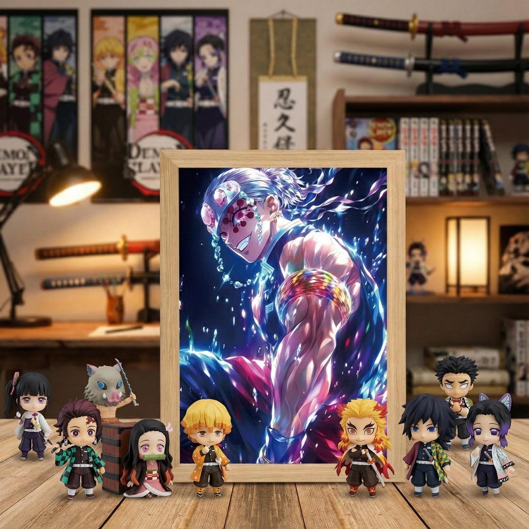 Demon Slayer Night Light Tengen Uzui Framed Light Art, Demon Slayer ...