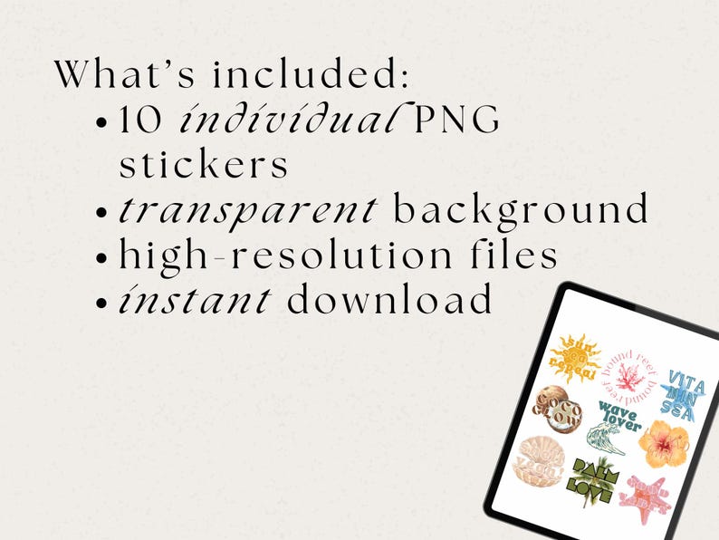 Island Inspired Digital Stickers | 10-pack Beach & Ocean Text Stickers ...