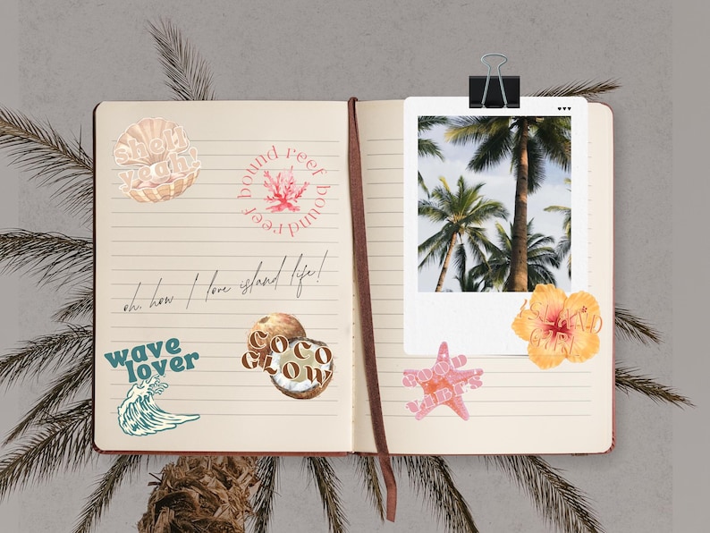 Island Inspired Digital Stickers | 10-pack Beach & Ocean Text Stickers ...