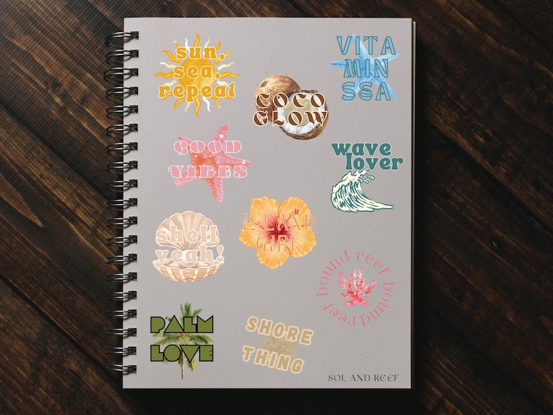 Island Inspired Digital Stickers | 10-pack Beach & Ocean Text Stickers ...