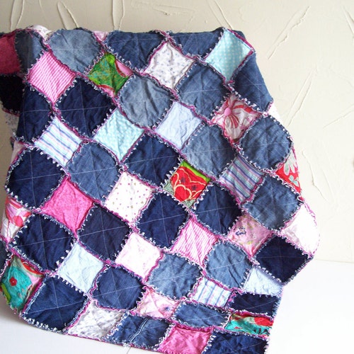 Denim Rag Quilt Tutorial PDF Pattern Picnic Blanket - Etsy