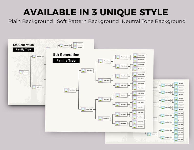 5 Generation Family Tree Chart, Editable Canva Template, Ancestry ...