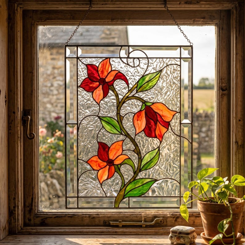 Tulip Stained Glass Pattern Pdf, Floral Suncatcher Template, Printable ...