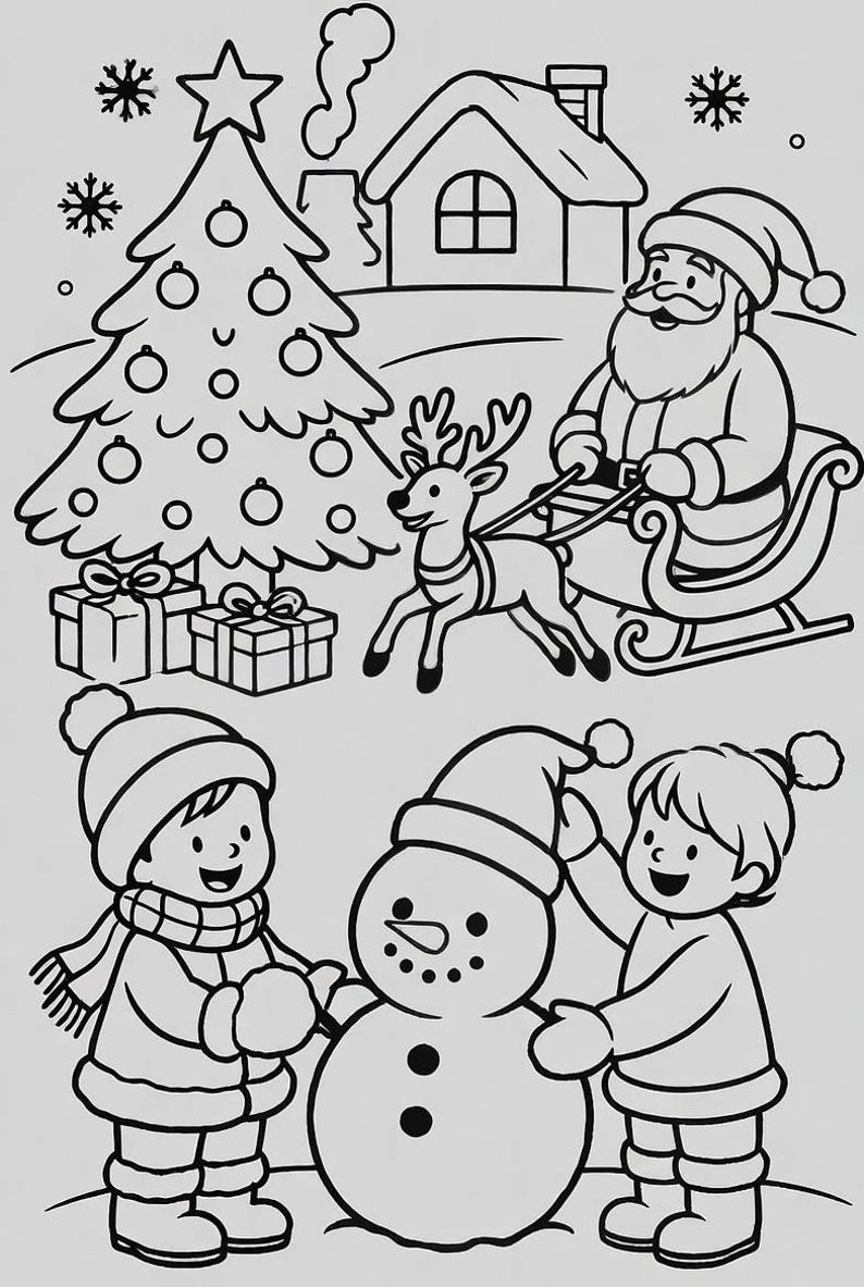 Jolly Christmas Coloring Pages - Etsy