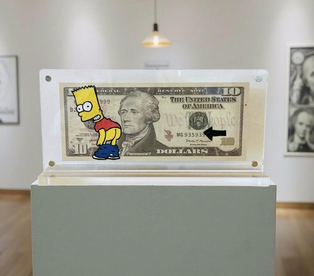 Bart Simpson Hand-painted Popo Art on 10 Dollar Bill Acrylic Money Art ...