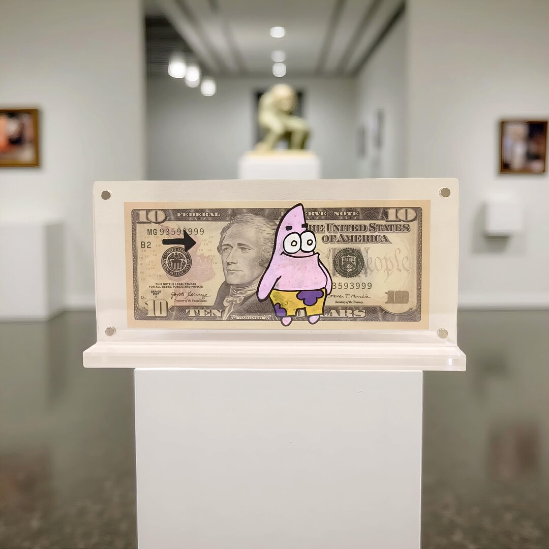 PATRICK Hand-painted Popo Art on 10 Dollar Bill Acrylic Money Art ...