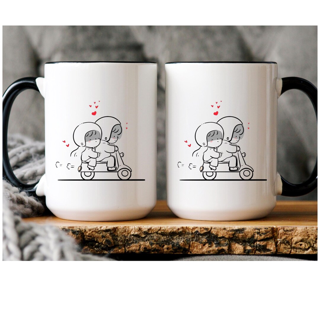 Couple Love Scooter Mug Set, Cute Valentine Gift for Couples, Romantic ...