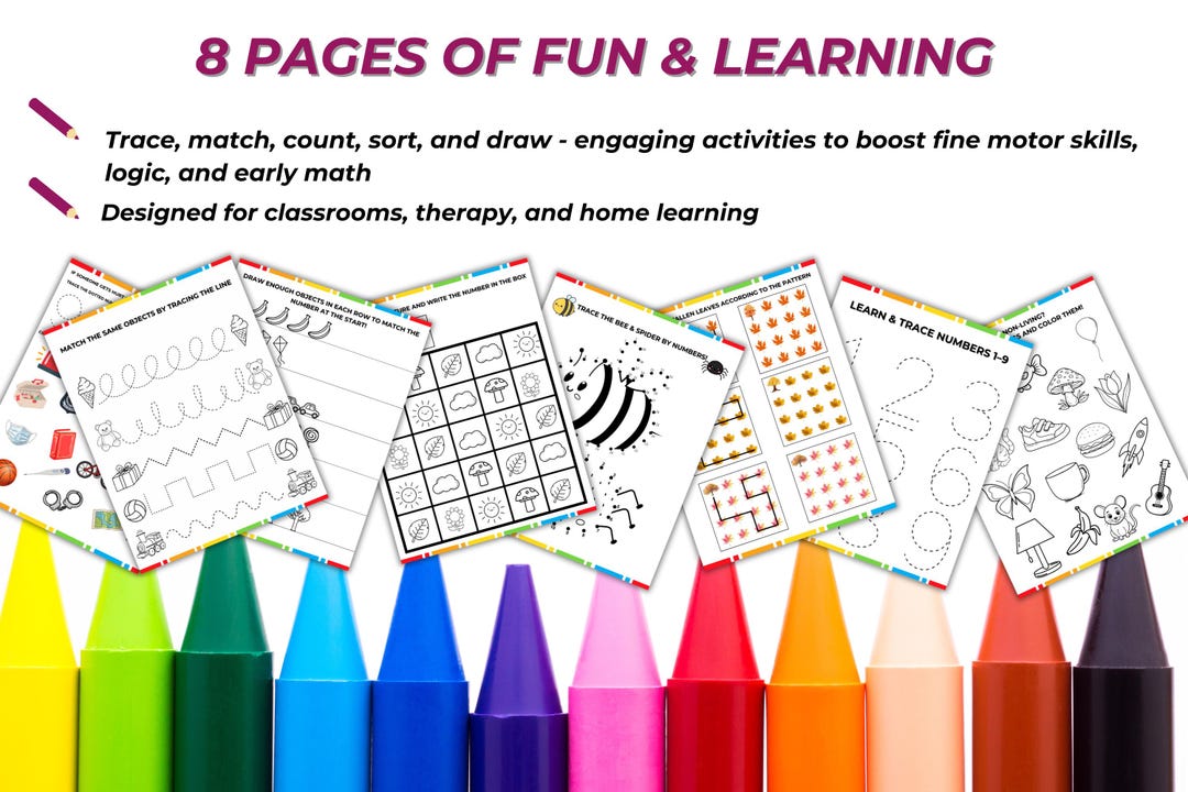 Preschool Worksheets Bundle - 8 Educational Printables for Early ...
