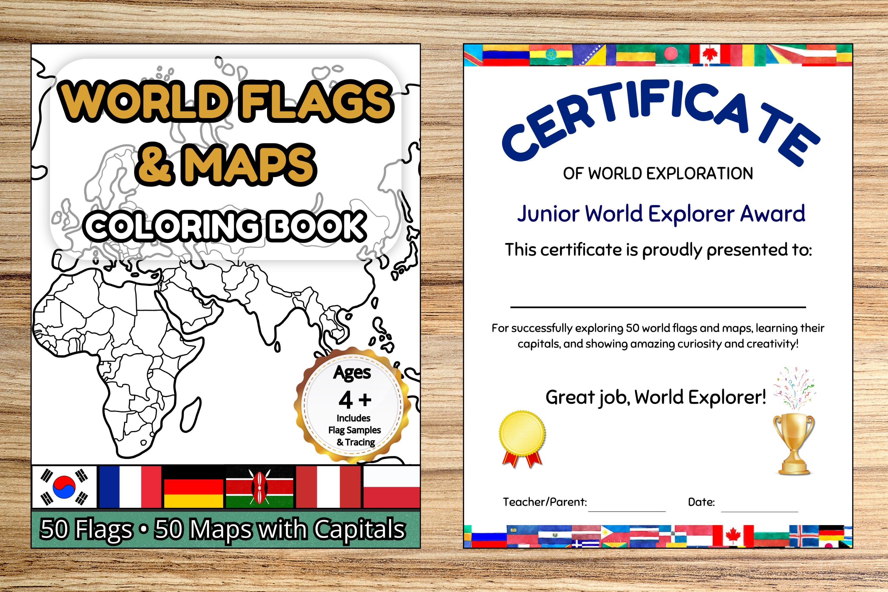 World Flags and Maps Coloring Book | 50 Countries, Capitals, Geography ...