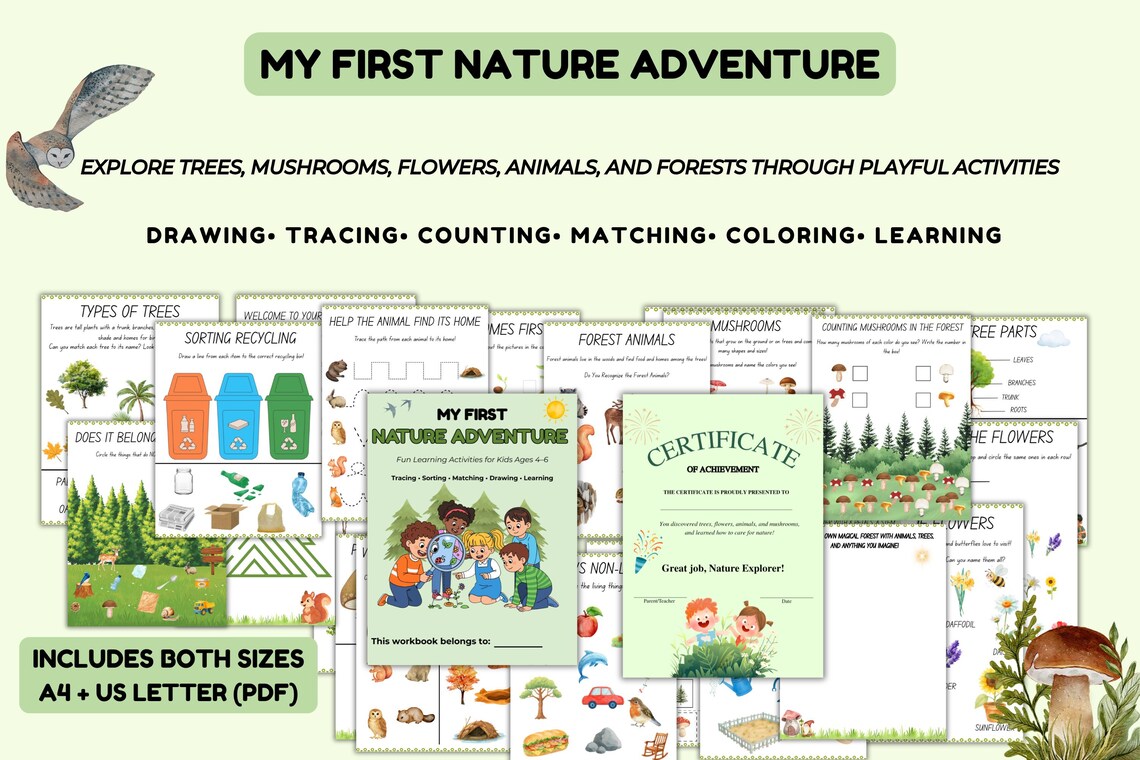 Nature Learning Workbook - Preschool & Kindergarten (24 Pages PDF) - Etsy