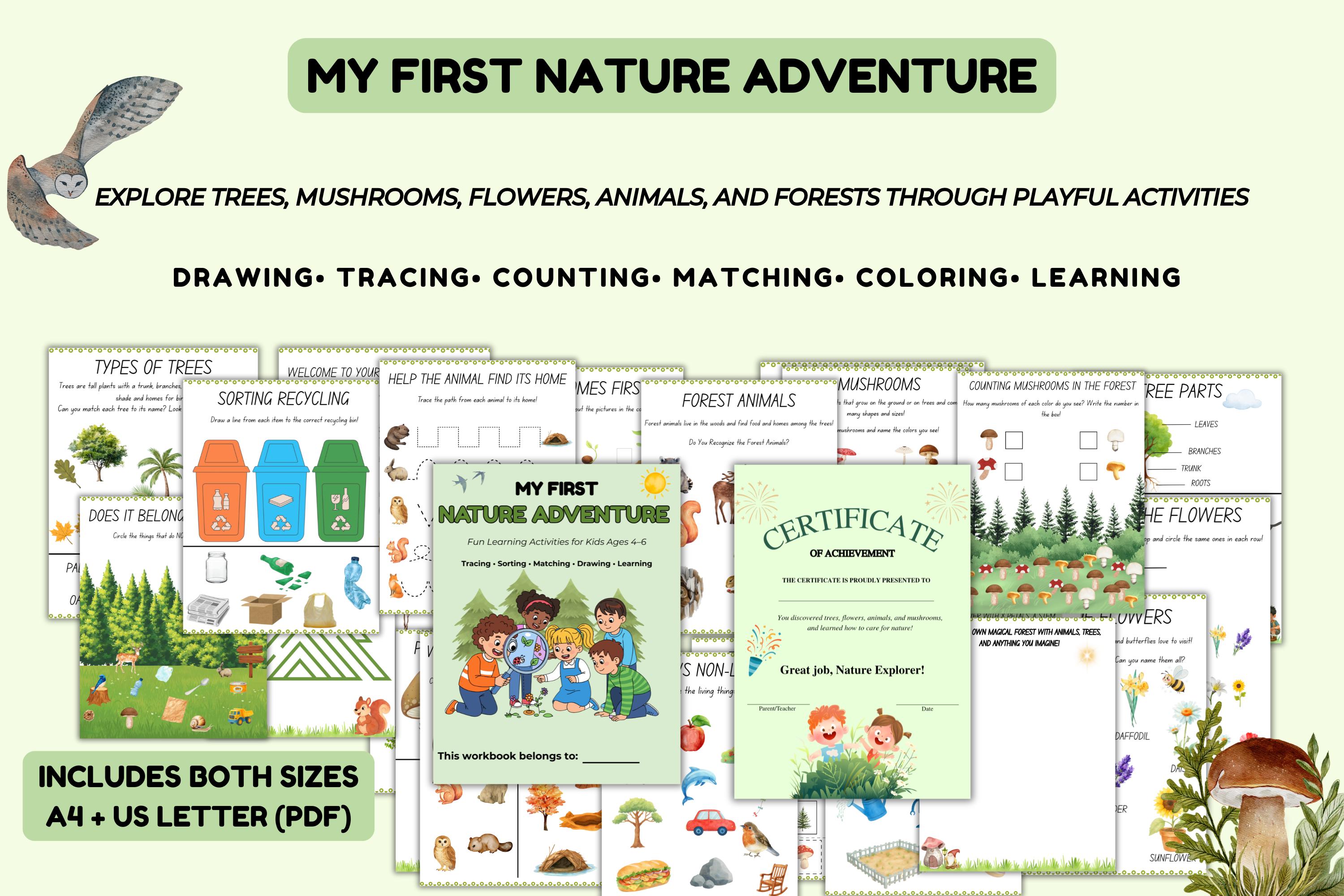 Nature Learning Workbook - Preschool & Kindergarten (24 Pages PDF) - Etsy