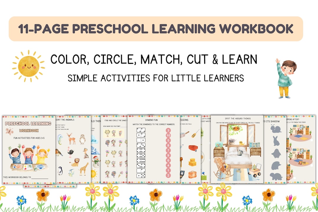 Preschool Activity Workbook: 11 Printable Worksheets - Early Learning ...