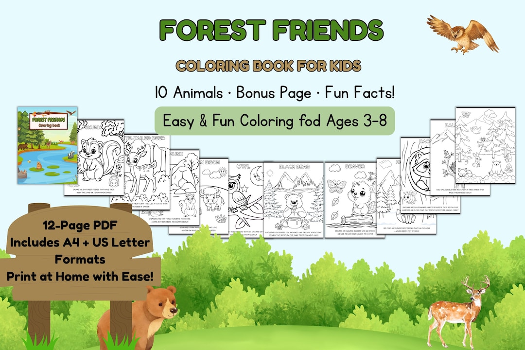 Forest Friends Coloring Book for Kids – American Wildlife Animals ...