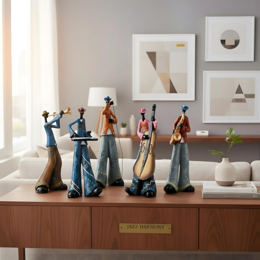 Colourful Jazz Musician Sculptures – Artistic Resin Figurines - Etsy