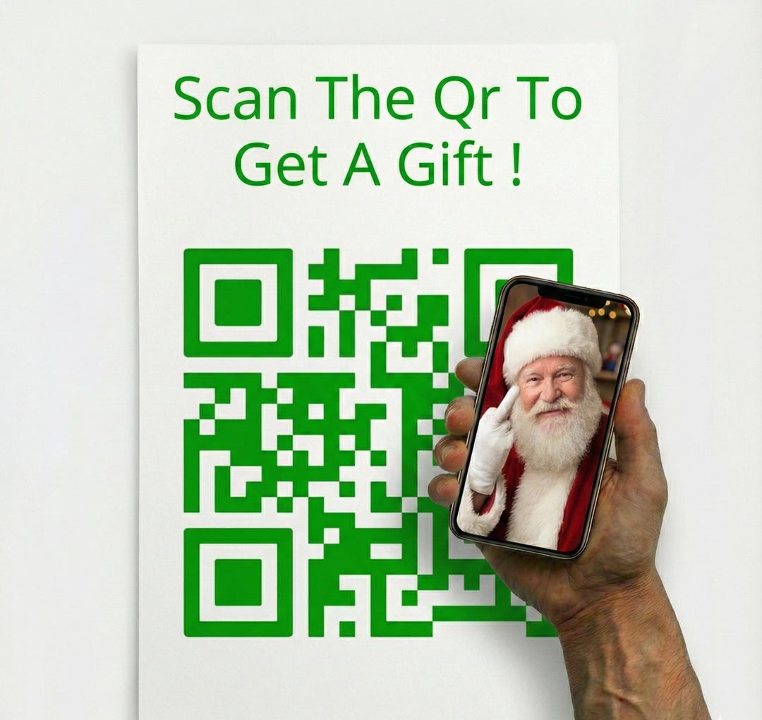 Funny Santa Claus Middle Finger - Poster Green QR Code - Etsy