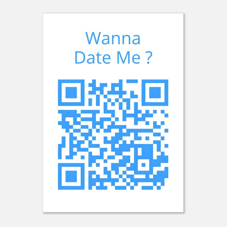 Wanna Date Me Qr Code Prank the Rock Dog - Blue QR Poster - Etsy