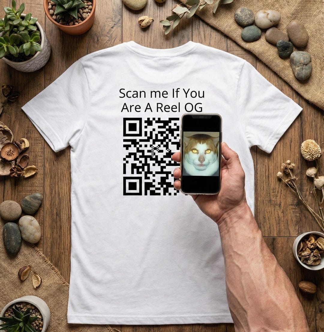 Mewing Cat Meme Shirt, Looksmaxxing Gift, Scannable QR Code Tee, Funny ...