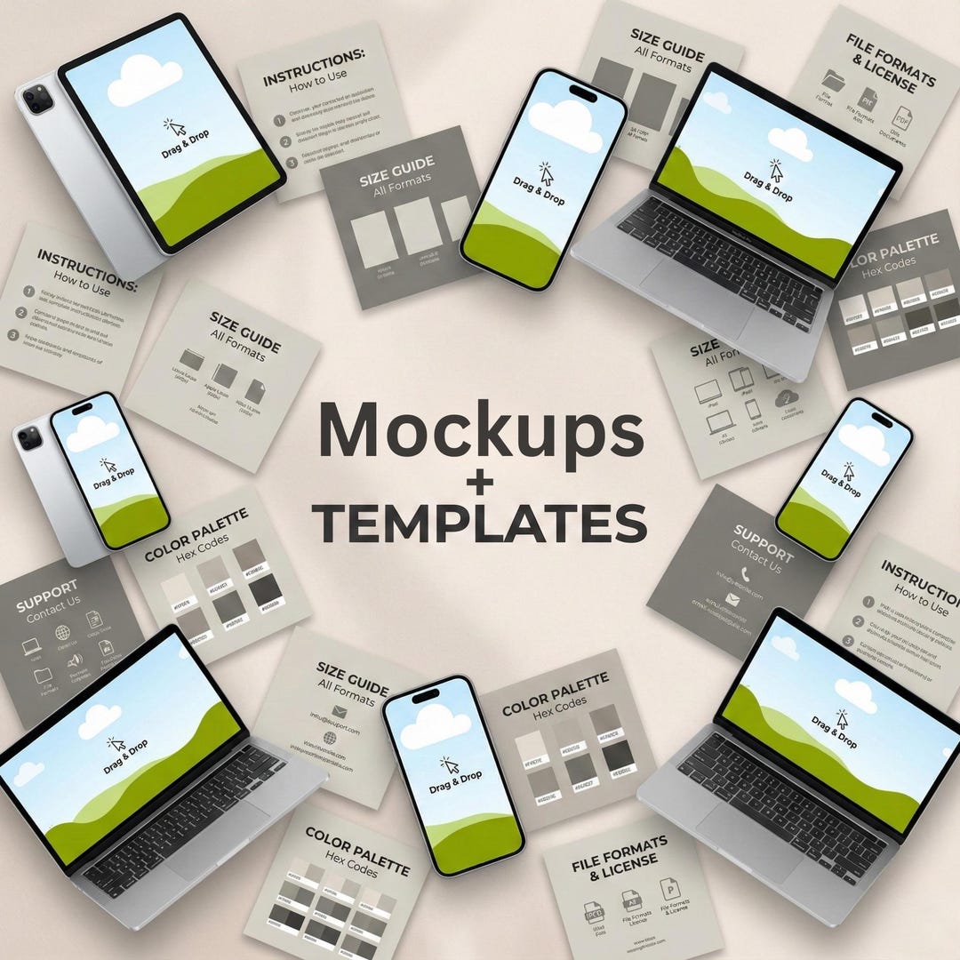 Digital Product Mockup Kit | Etsy Listing & Pinterest Templates | iPad ...