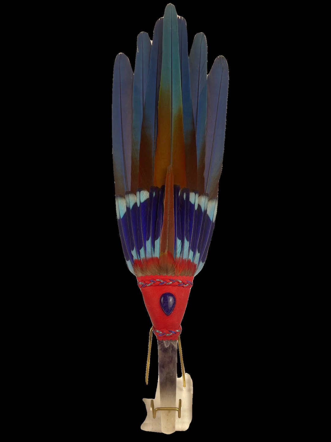 Macaw & Blue Indian Roller Smudge Fan With Amethyst Crystal Handle - Etsy
