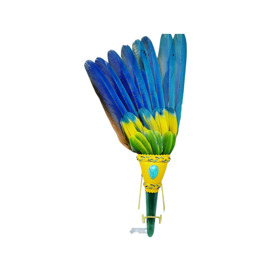 Macaw Smudge Fan With Aventurine Stone Handle - Etsy