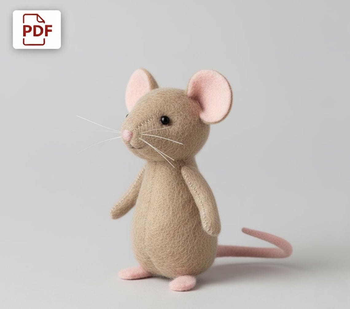 DIY Felt Mouse Plush Sewing Pattern , Hand Sewn Soft Toy PDF for ...