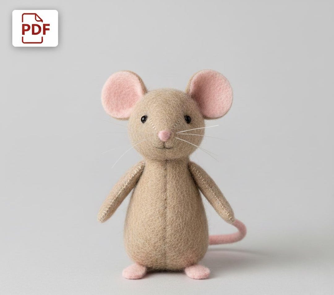 DIY Felt Mouse Plush Sewing Pattern , Hand Sewn Soft Toy PDF for ...