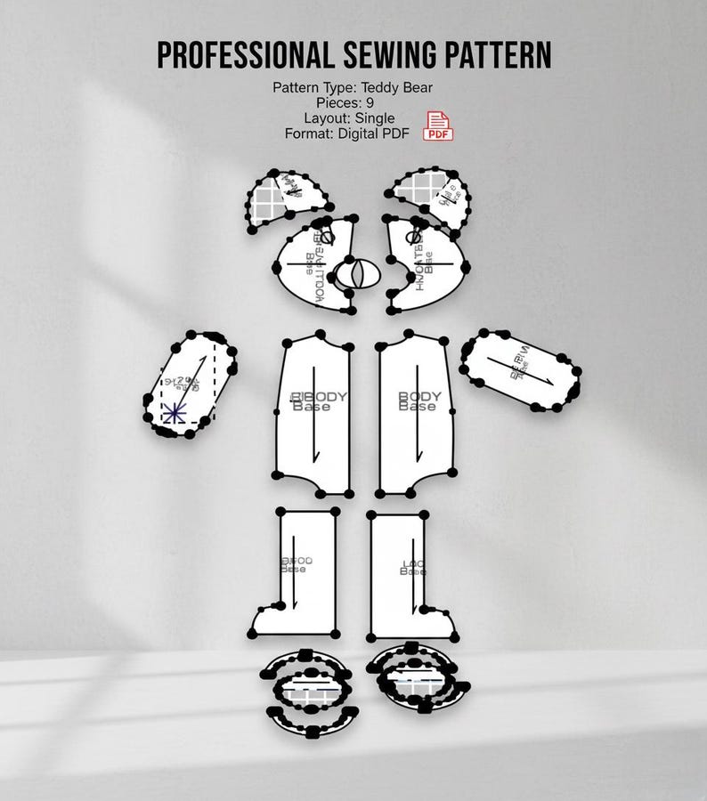 DIY Memory Teddy Bear Sewing Pattern, Digital Handmade Toy PDF - Etsy