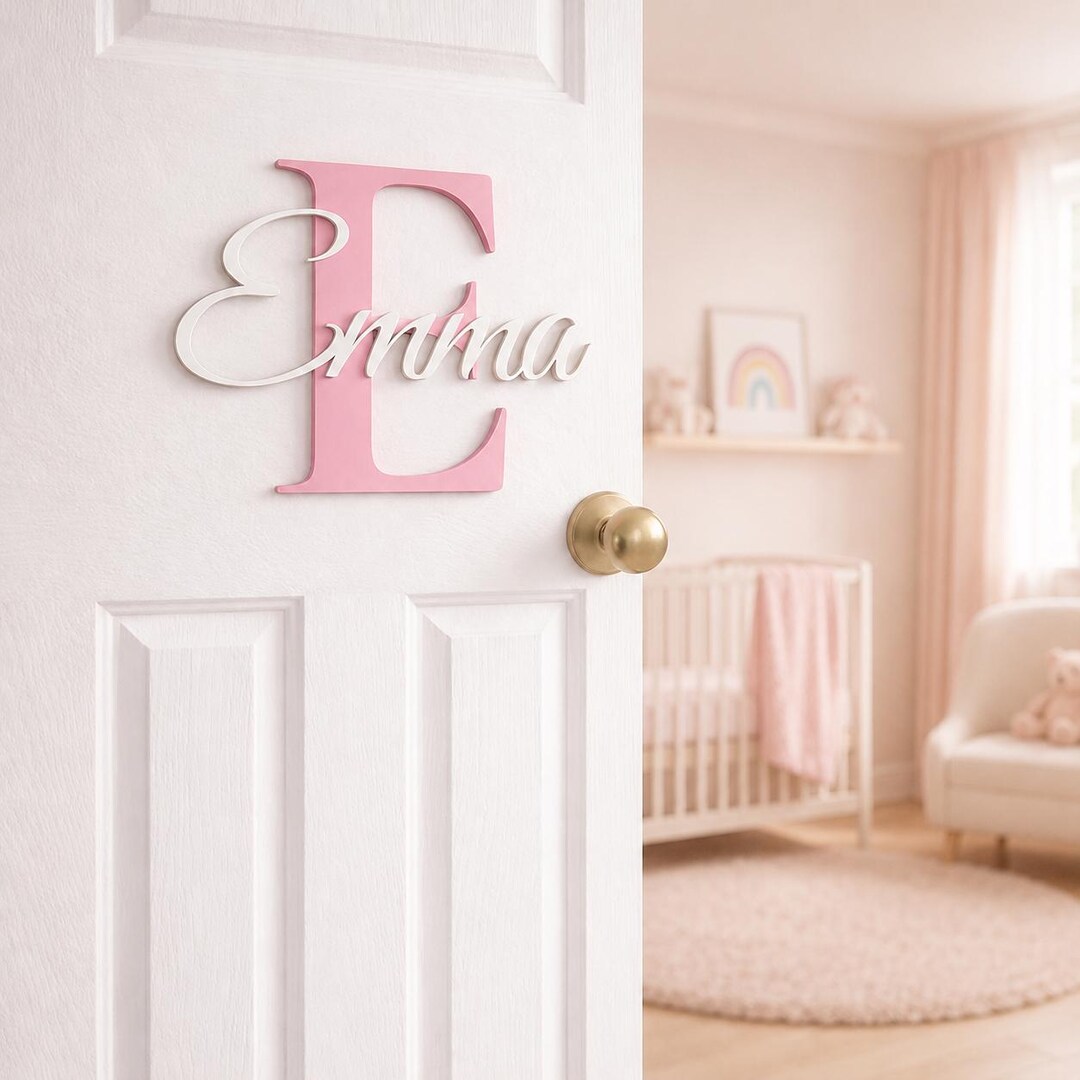 Kids Room Door Sign With Name | Personalized Nursery Name Sign | Baby ...