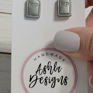 RIP Earrings, RIP Tombstone Grave Earrings, Halloween Studs, Tombstone ...