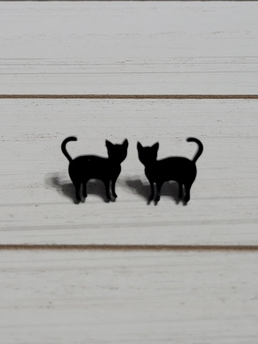 Black Cat Stud Earrings, Black Cat Earrings, Cat Studs, Cat Posts ...