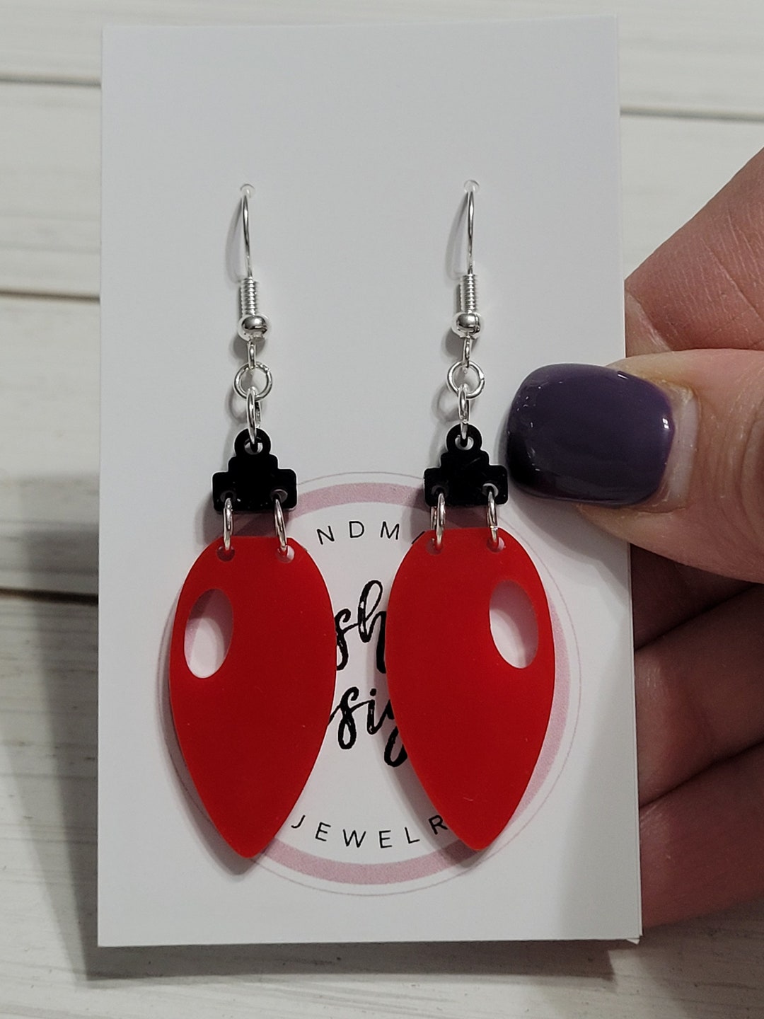 Christmas Light Earrings, Christmas Light Bulb Earrings, Red Christmas ...