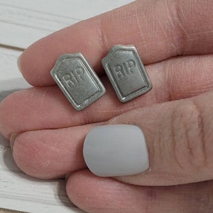 RIP Earrings, RIP Tombstone Grave Earrings, Halloween Studs, Tombstone ...