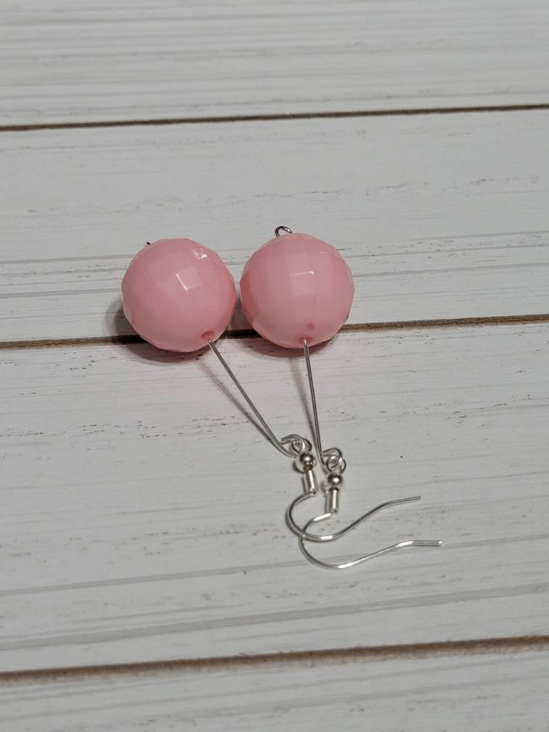 Light Pink Ball Drop Earrings, Glass Beads, Nickel Free - Etsy