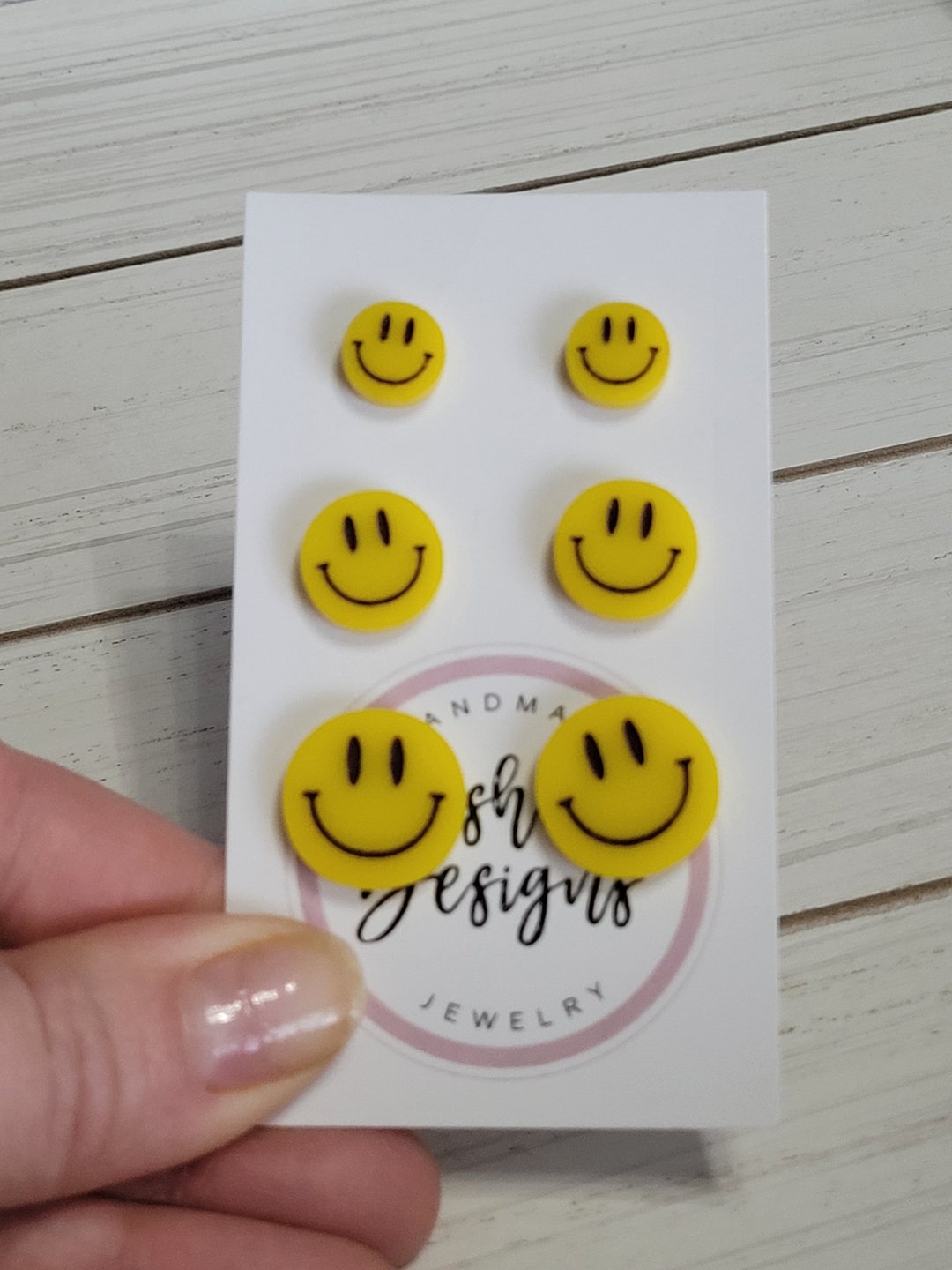 Large Smiley Face Studs, Happy Face Emoji Earrings, Smiley Face ...