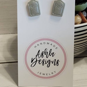 RIP Earrings, RIP Tombstone Grave Earrings, Halloween Studs, Tombstone ...
