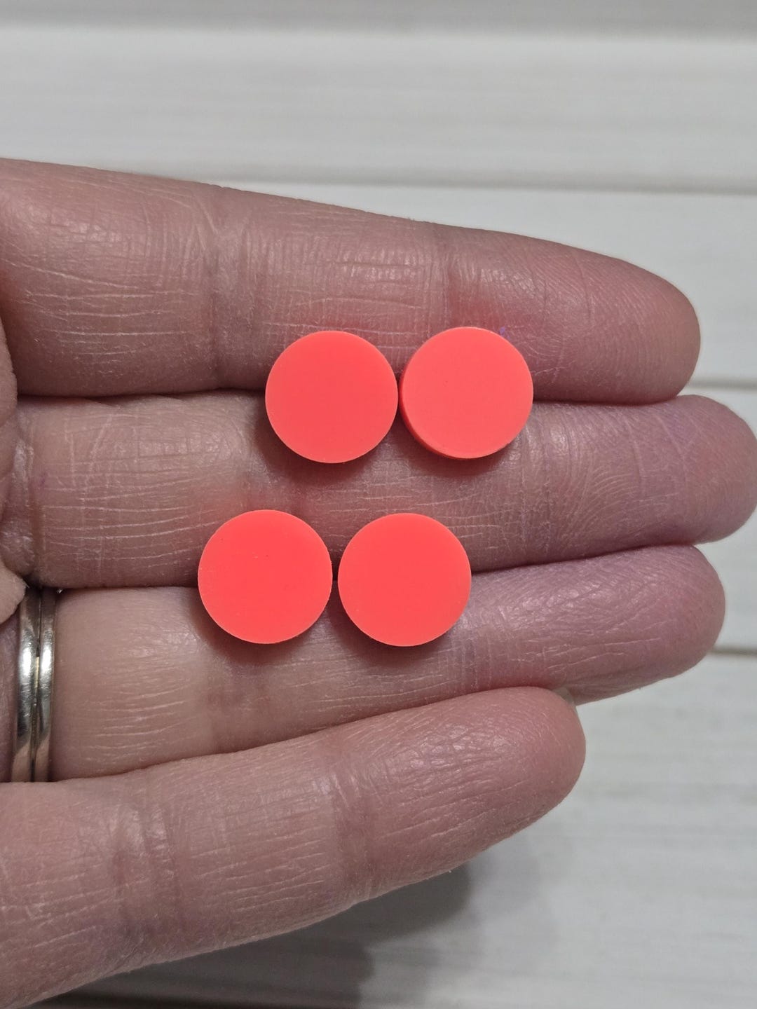 Neon Coral Pink Acrylic Studs, Flat Circle Discs (12mm) - Etsy