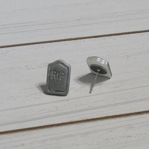 RIP Earrings, RIP Tombstone Grave Earrings, Halloween Studs, Tombstone ...