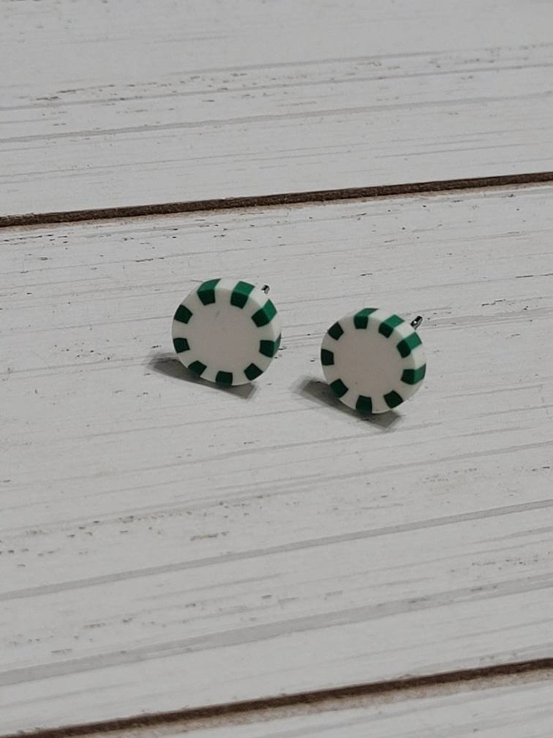 TINY Green Peppermint Stud Earrings, Christmas Stud Earrings, Peppermint Candy Earring, Holiday ...