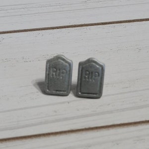 RIP Earrings, RIP Tombstone Grave Earrings, Halloween Studs, Tombstone ...